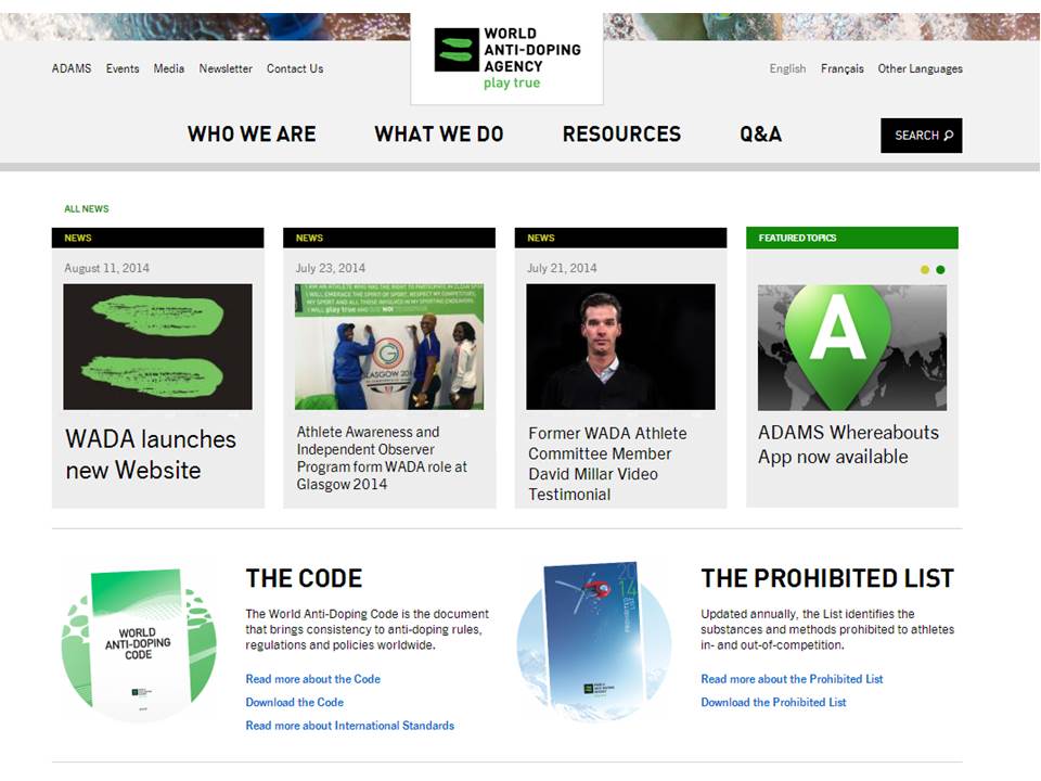 WADA launches new website